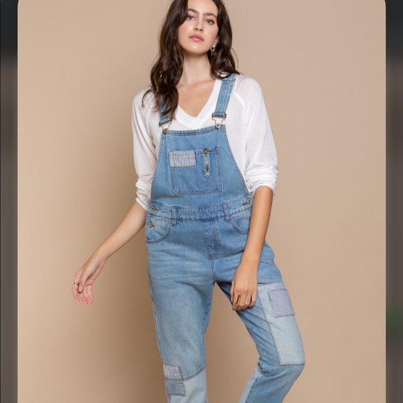 POL | Jeans | New Pol Unique Patchwork Overalls Denim Jeans | Poshmark